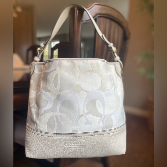 Coach | Bags | Coach Signature Canvas Upper Leather Bottom Shoulder ...